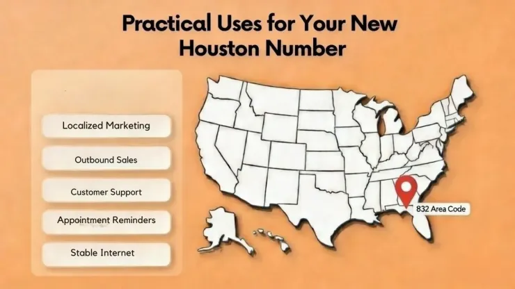 Guía del código de área 832 Obtenga un número comercial local de Houston